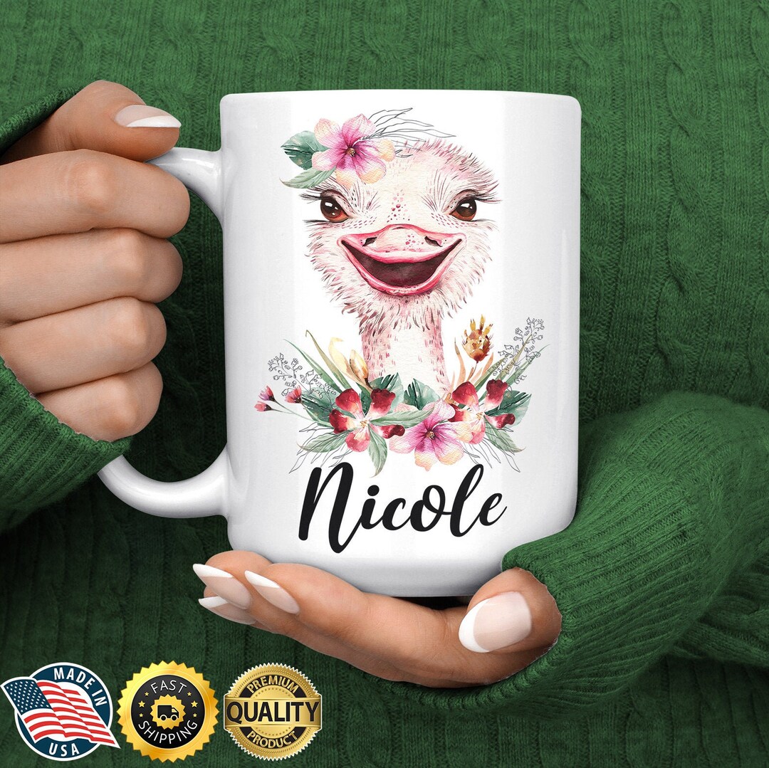 Ostrich Mug - Personalized Ostrich Gift - Cute Ostrich Themed Birthday ...