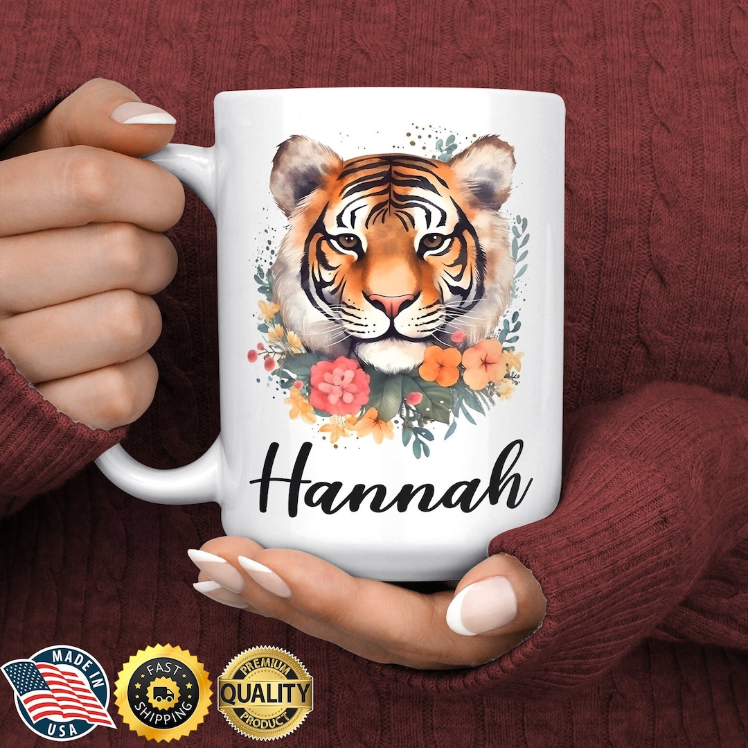 Tiger Coffee Mug - Tiger Mug With Name for Women - Tiger Gift - Tiger ...
