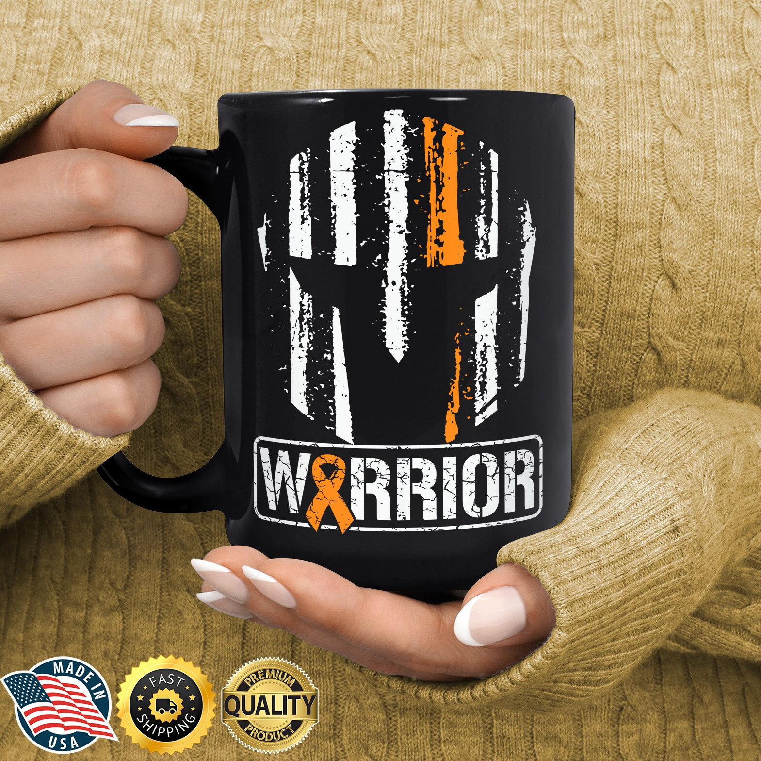 COPD Warrior Mug Orange COPD Awareness Ribbon Mug Gift for - Etsy
