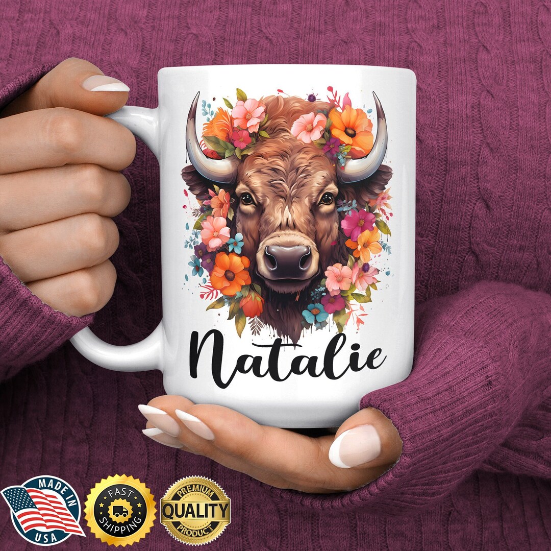 American Bison Gift - PERSONALIZED Bison Mug - Bison Lover Gift - Bison ...