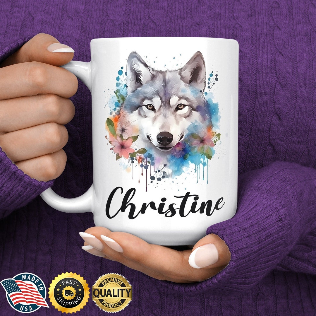 Wolf Mug - Personalised Wolf Gift - Wolf Coffee Cup - Wolfdog Mug ...