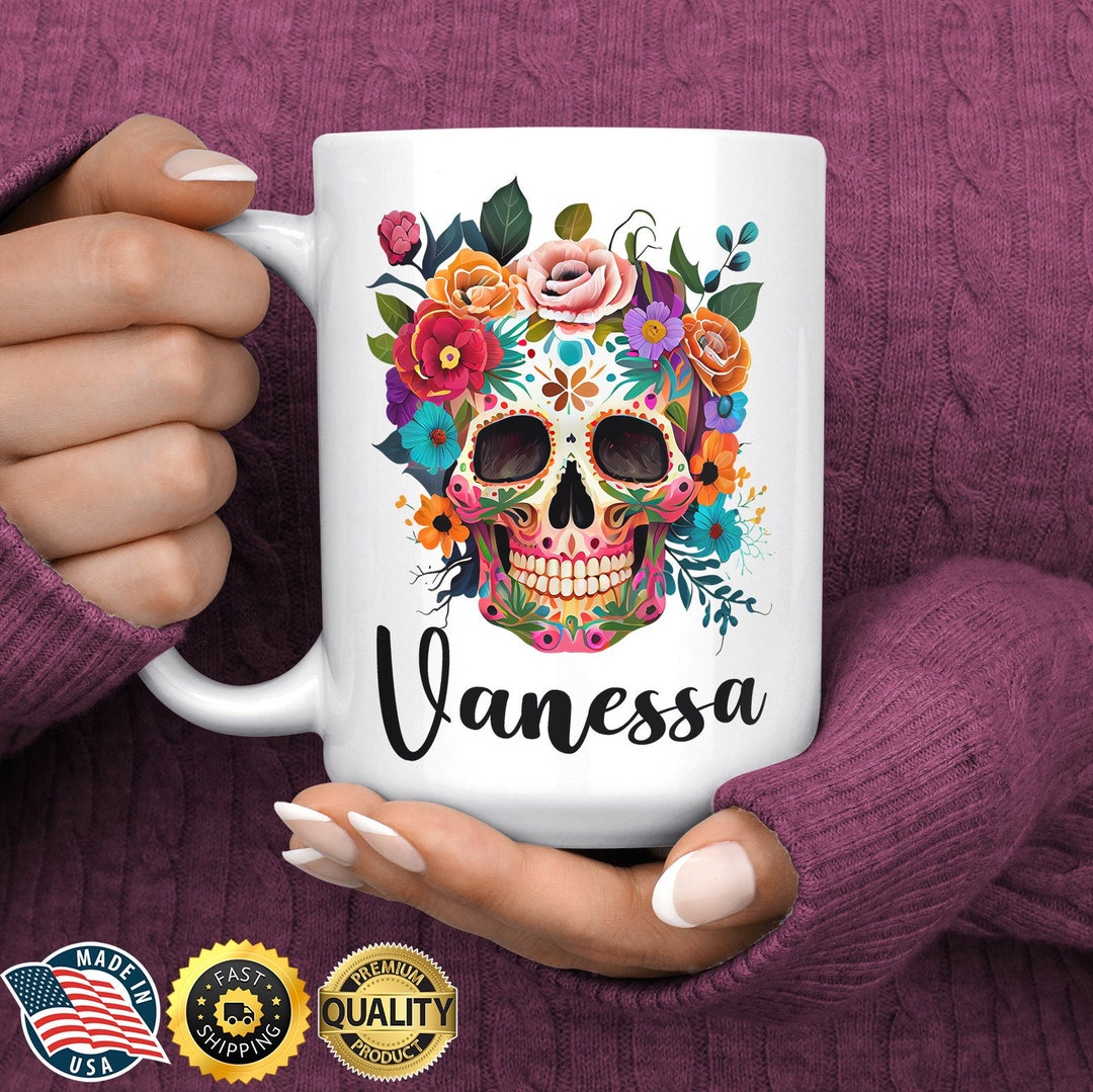 Sugar Skull Mug - Sugar Skull Coffee Mug for Women - Personalized Candy ...