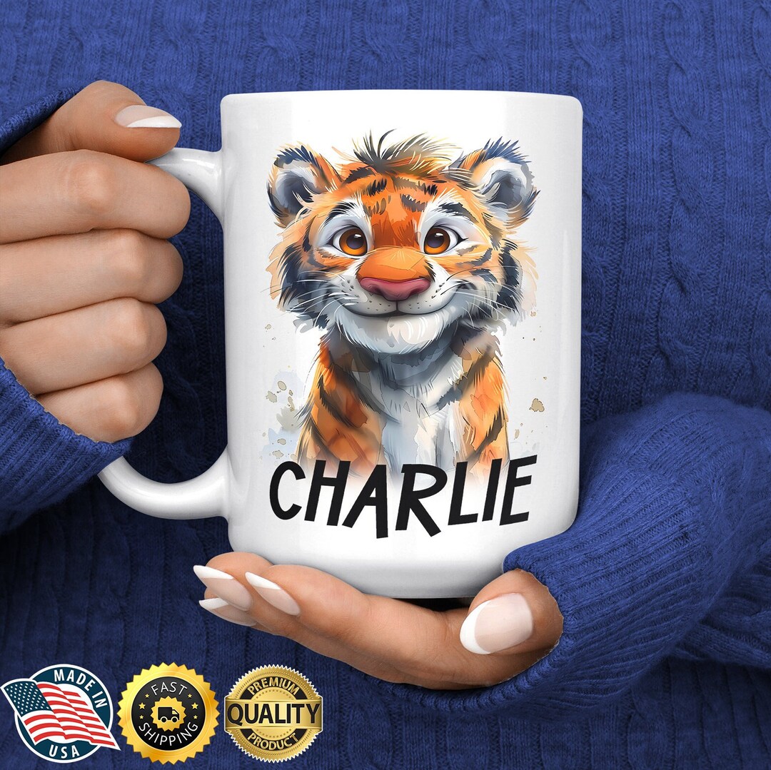 Tiger Coffee Mug - Tiger Mug With Name for Kids - Tiger Mug - Tiger ...