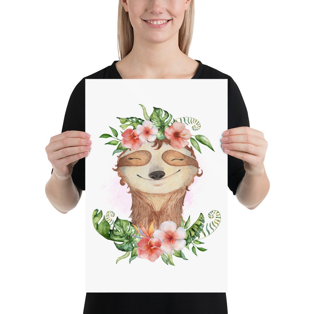 Faultier Poster Faultier Wanddekoration Faultier Aquarell | Etsy