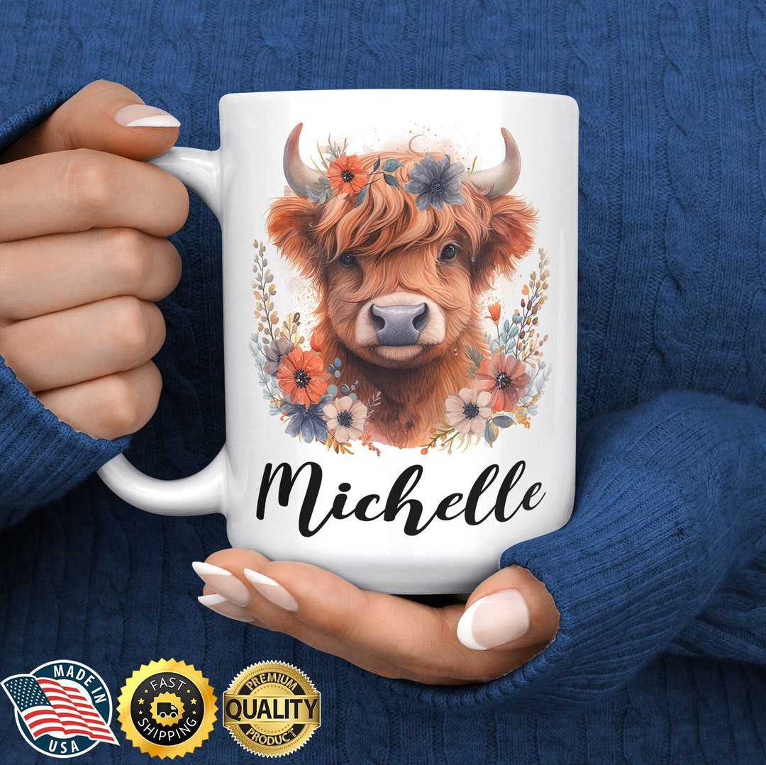 Highland Cow Mug - Personalised Highland Cow Coffee Cup - Cow Lover ...