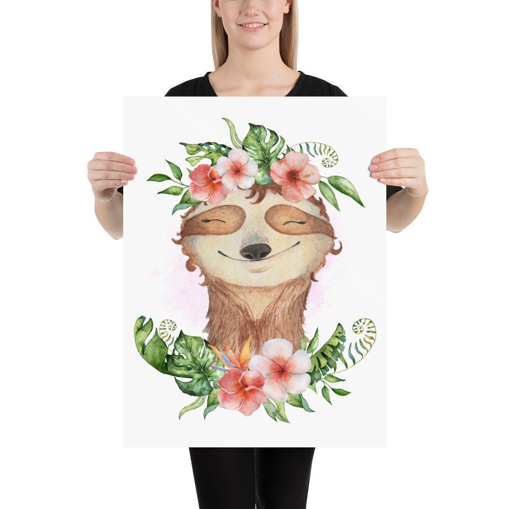 Faultier Poster Faultier Wanddekoration Faultier Aquarell | Etsy