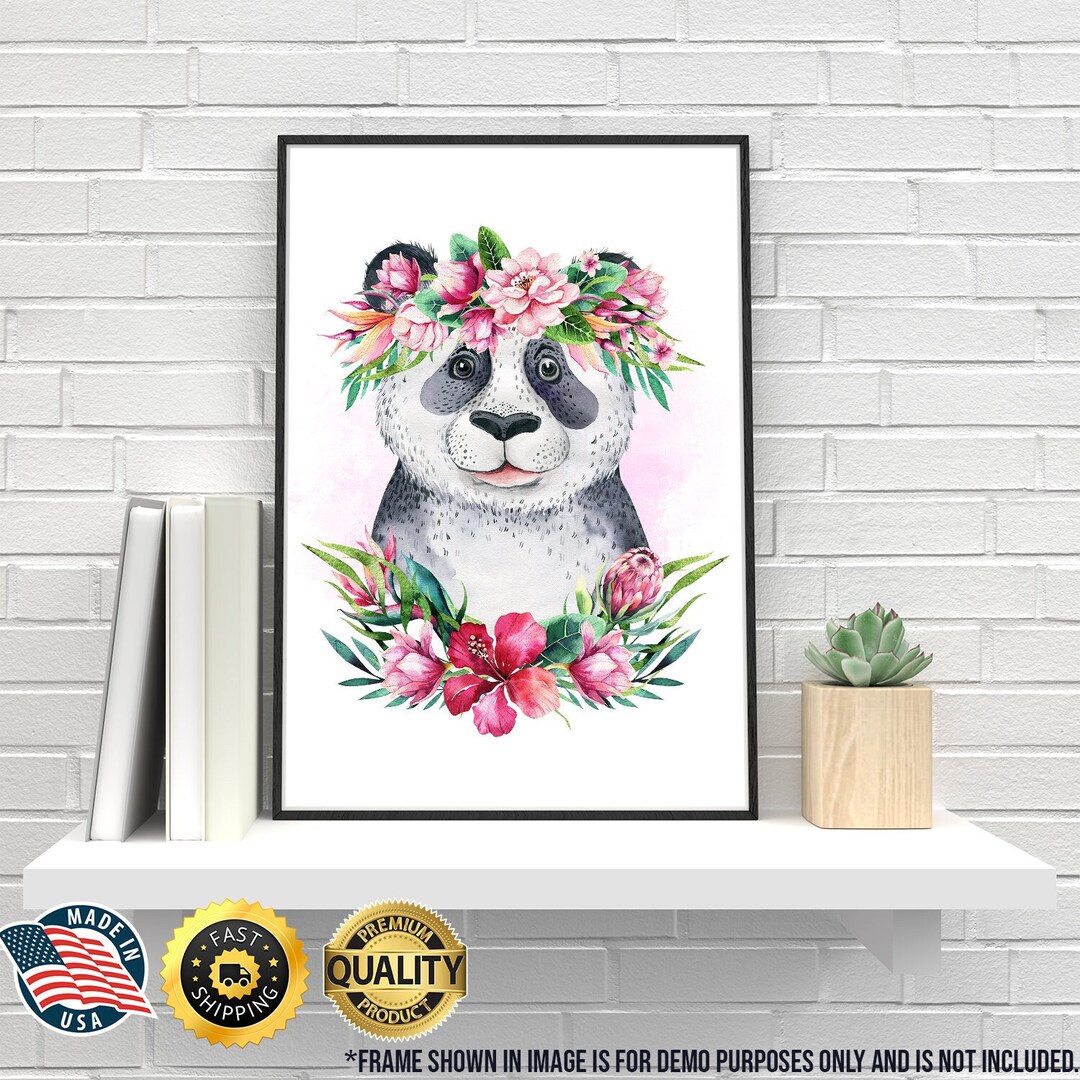 Panda Poster - Panda Wall Decor - Panda Watercolor Print - Nursery Wall ...