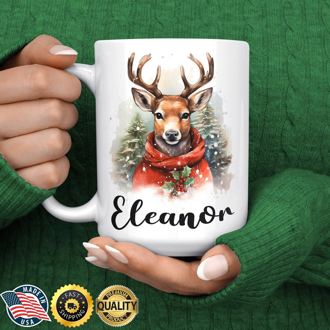 Reindeer Christmas Gift - Personalised Reindeer Mug - Christmas Decor ...