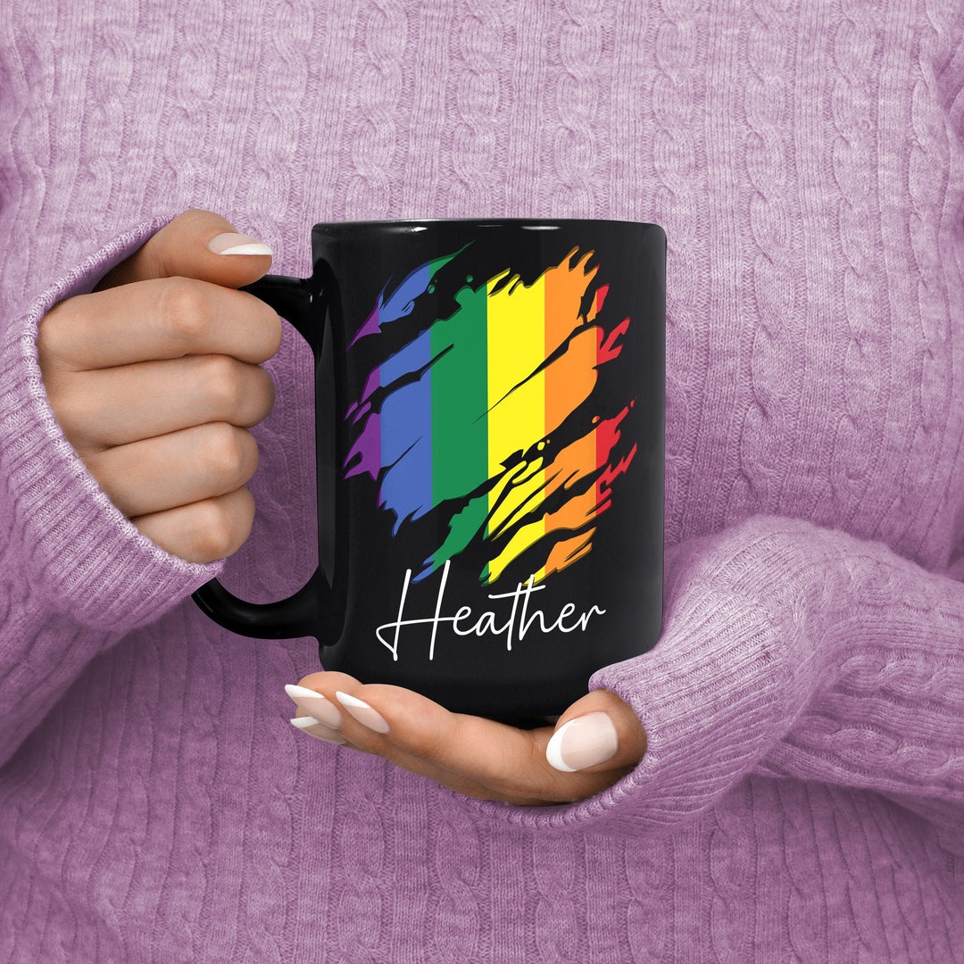 Scratched LGBTQ Flag Mug - Personalised Lgbt Gift - Custom LGBTQ Gift ...