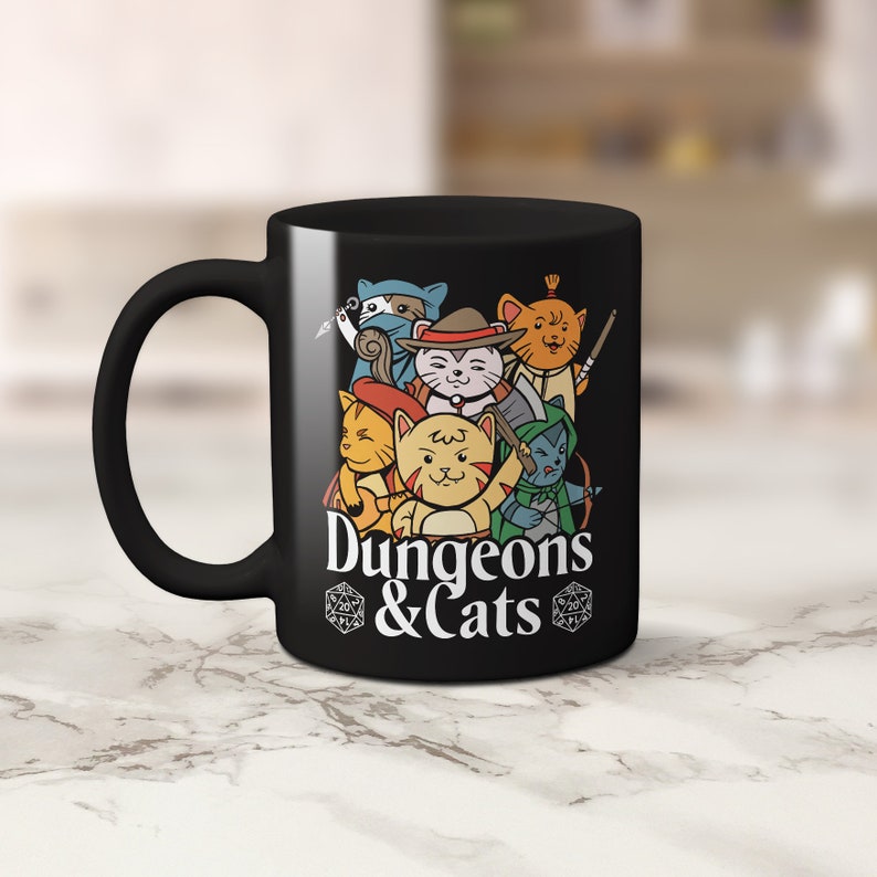 Dungeons and Cats Mug Dnd Gift Dungeons & Dragons Gifts | Etsy