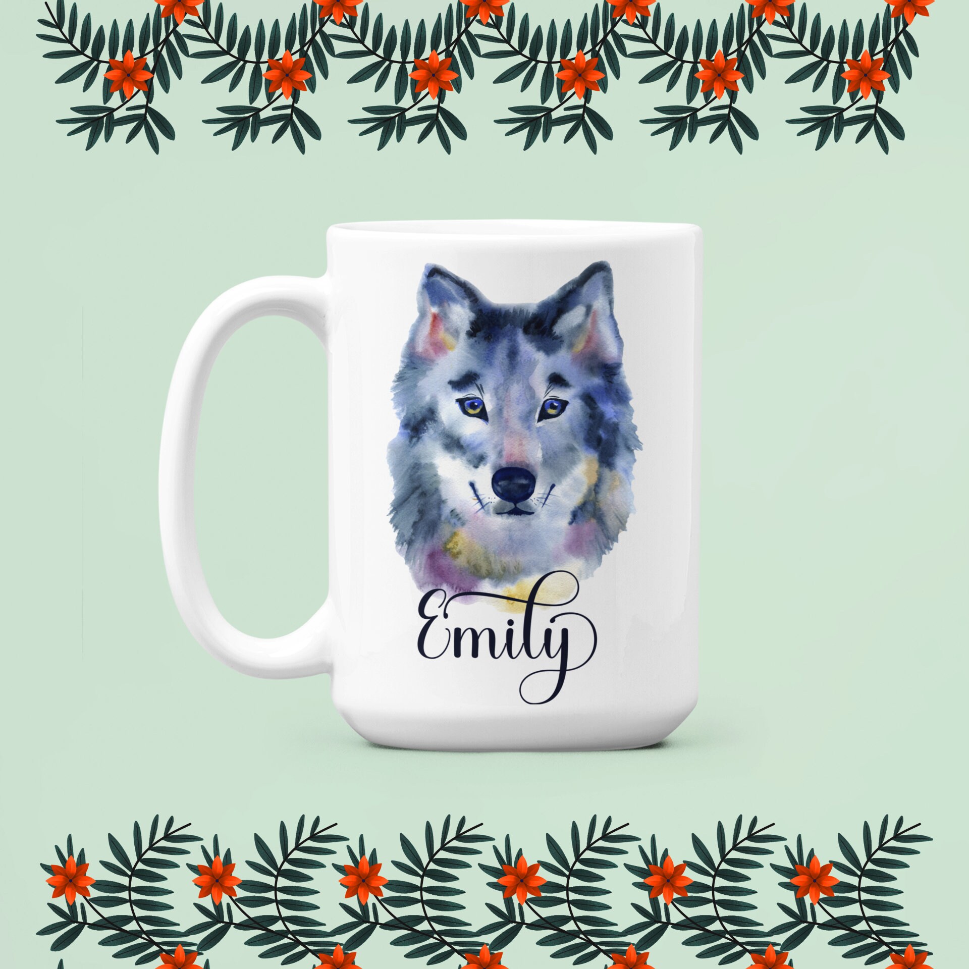 Wolf Mug Personalised Wolf Gift Wolf Coffee Cup Wolfdog | Etsy