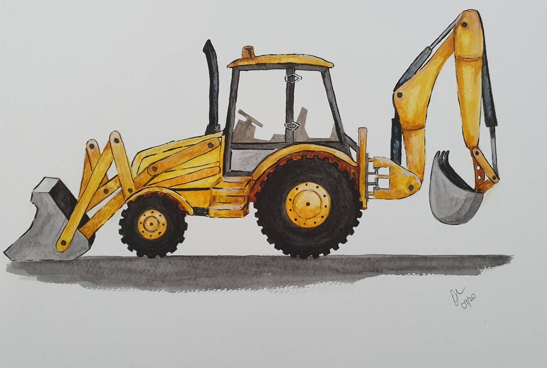 Digger Wall Art Giclee Print,construction Vehicle Nursery/toddler ...