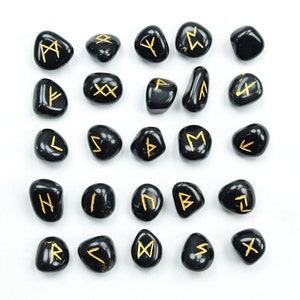 RUNES: Set of Etched Viking Runestones With Bag – 25 Runes, Elder ...