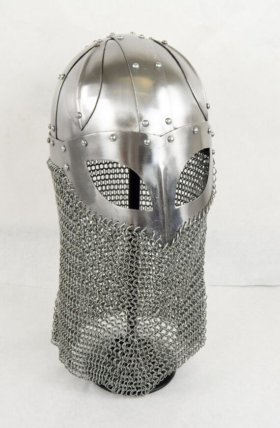 Norse Helm Ocular Helm 16 Gauge With Chainmail Camail | Etsy