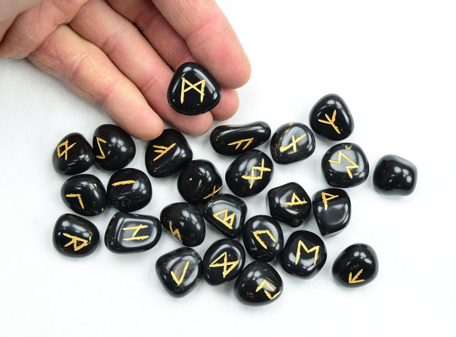 RUNES: Set of Etched Viking Runestones With Bag 25 Runes - Etsy