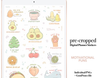 Motivational Puns Digital Printable Planner Stickers Cute | Etsy