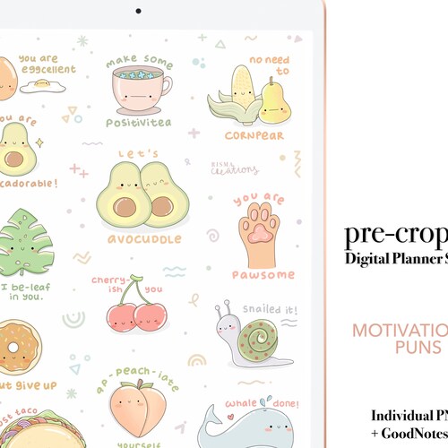 Motivational Puns Digital Stickers Cute Motivational - Etsy