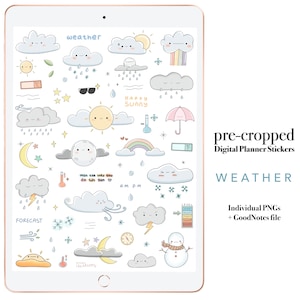 Weather Digital Stickers, Weather Icons for Goodnotes Journal Planner ...