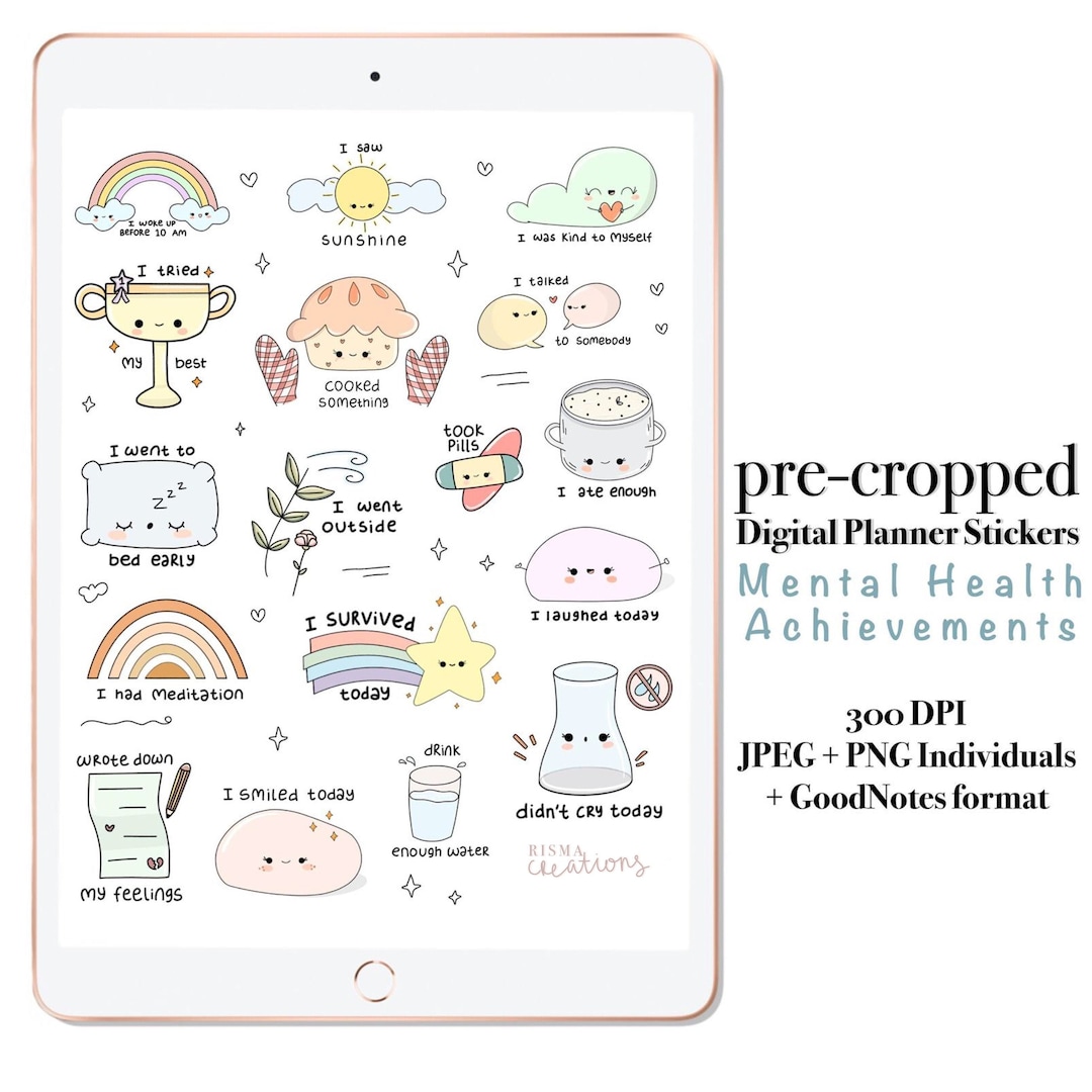 Mental Health Digital Planner Stickers, Commercial Use Clipart Tracker ...