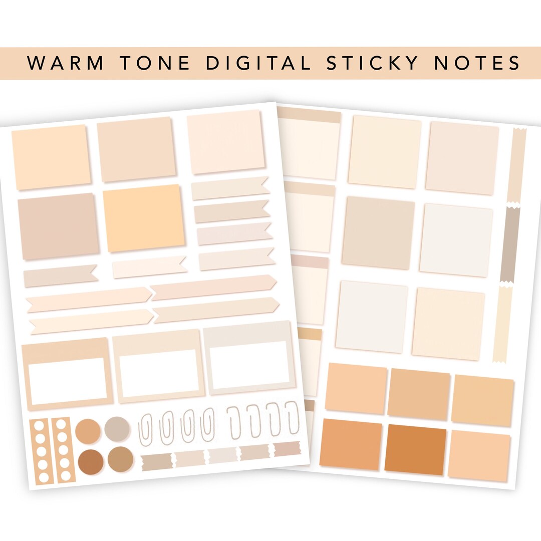 Digital Sticky Notes Warm Neutral, iPad Sticky Notes, Goodnotes Digital ...