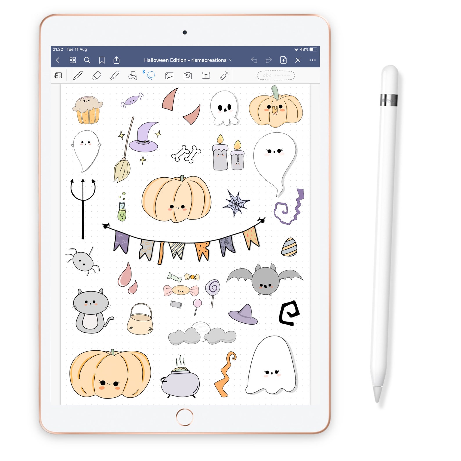 Halloween Digital Planner Stickers, Goodnotes Precropped Commercial Use ...