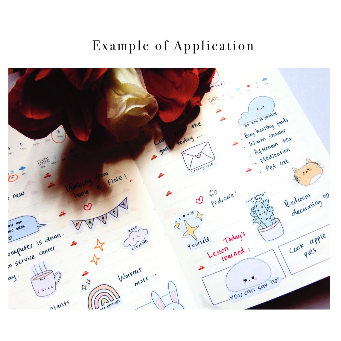 Self Care Printable Digital Stickers, Cute Cricut Friendly Digital ...