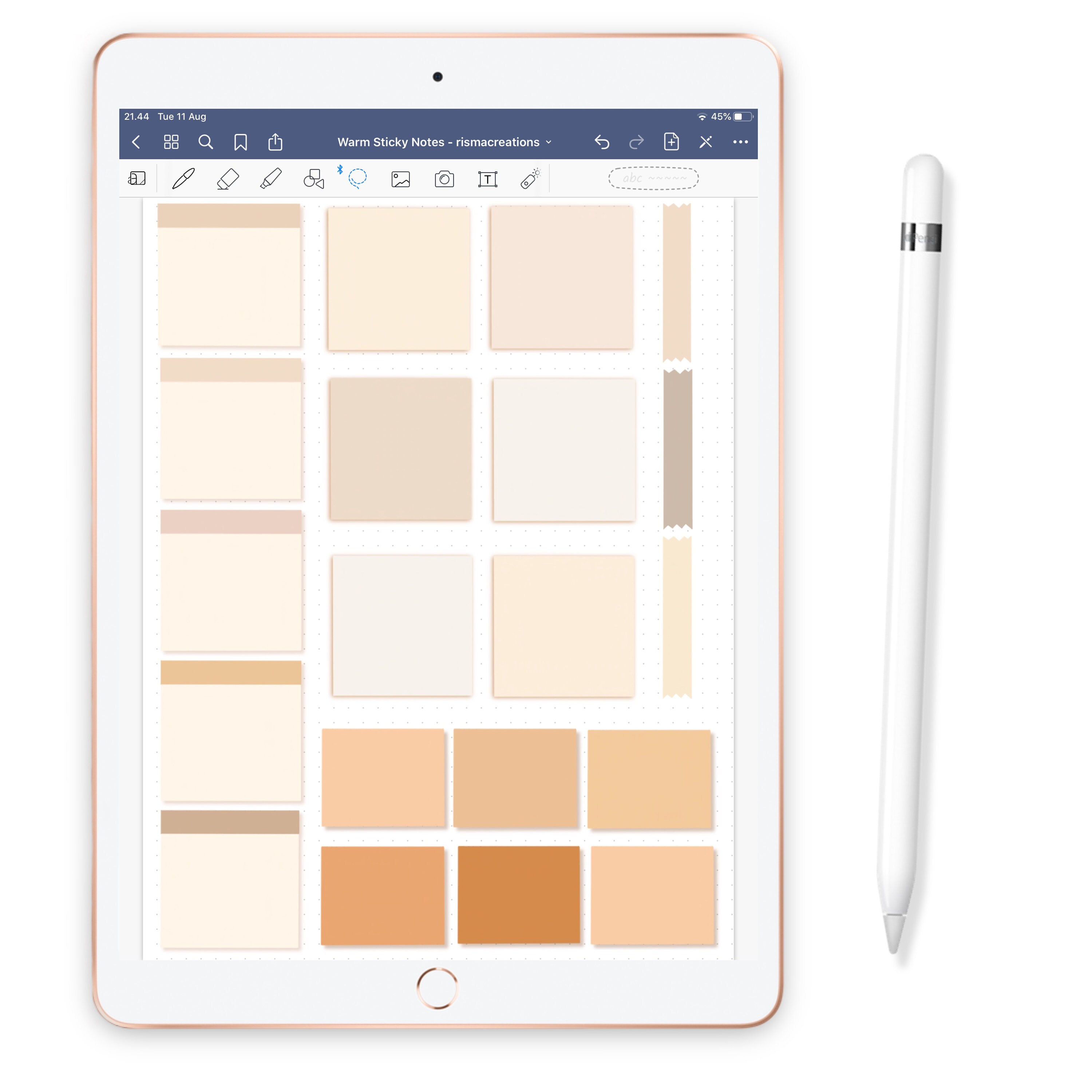 Digital Sticky Notes Warm Neutral, iPad Sticky Notes, Goodnotes Digital ...