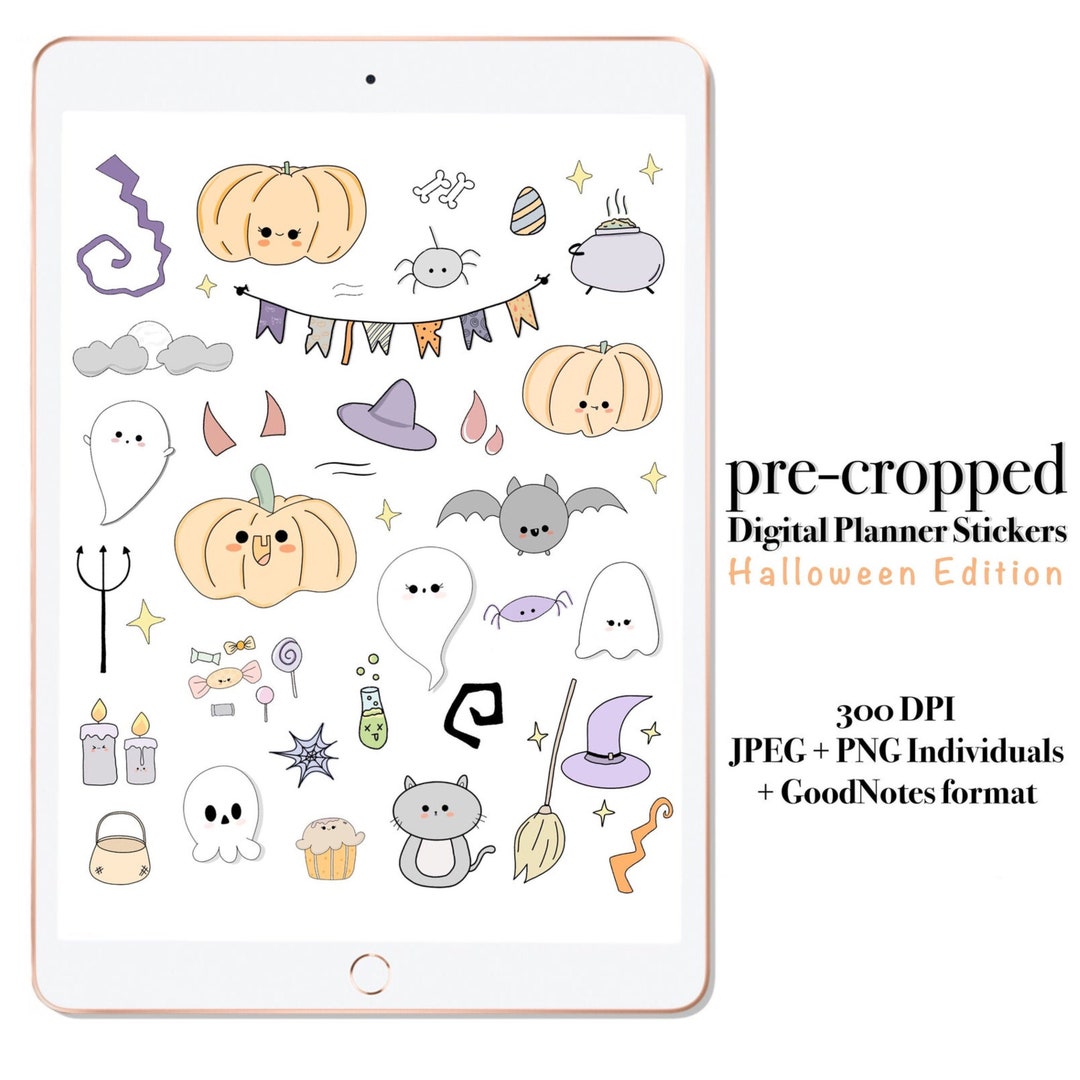 Halloween Digital Planner Stickers, Goodnotes Precropped Commercial Use ...