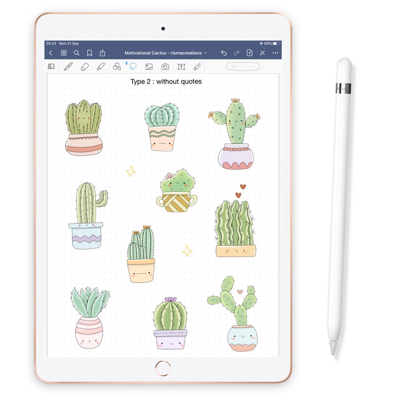 Motivational Cactus Digital Planner Stickers, Cactus Quotes Goodnotes ...