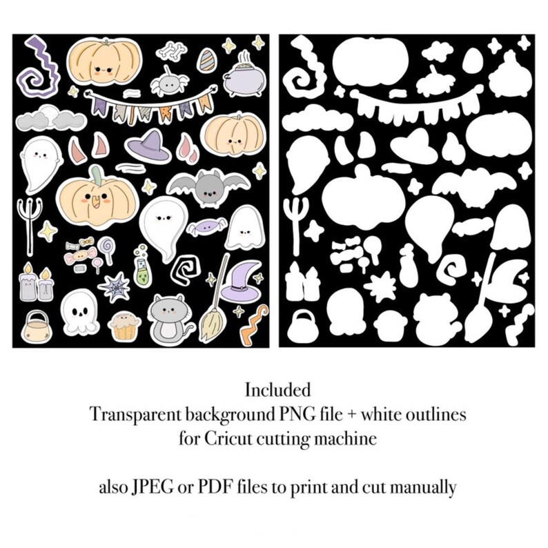 Halloween Printable Digital Stickers, Halloween Kawaii Cute Sticker ...