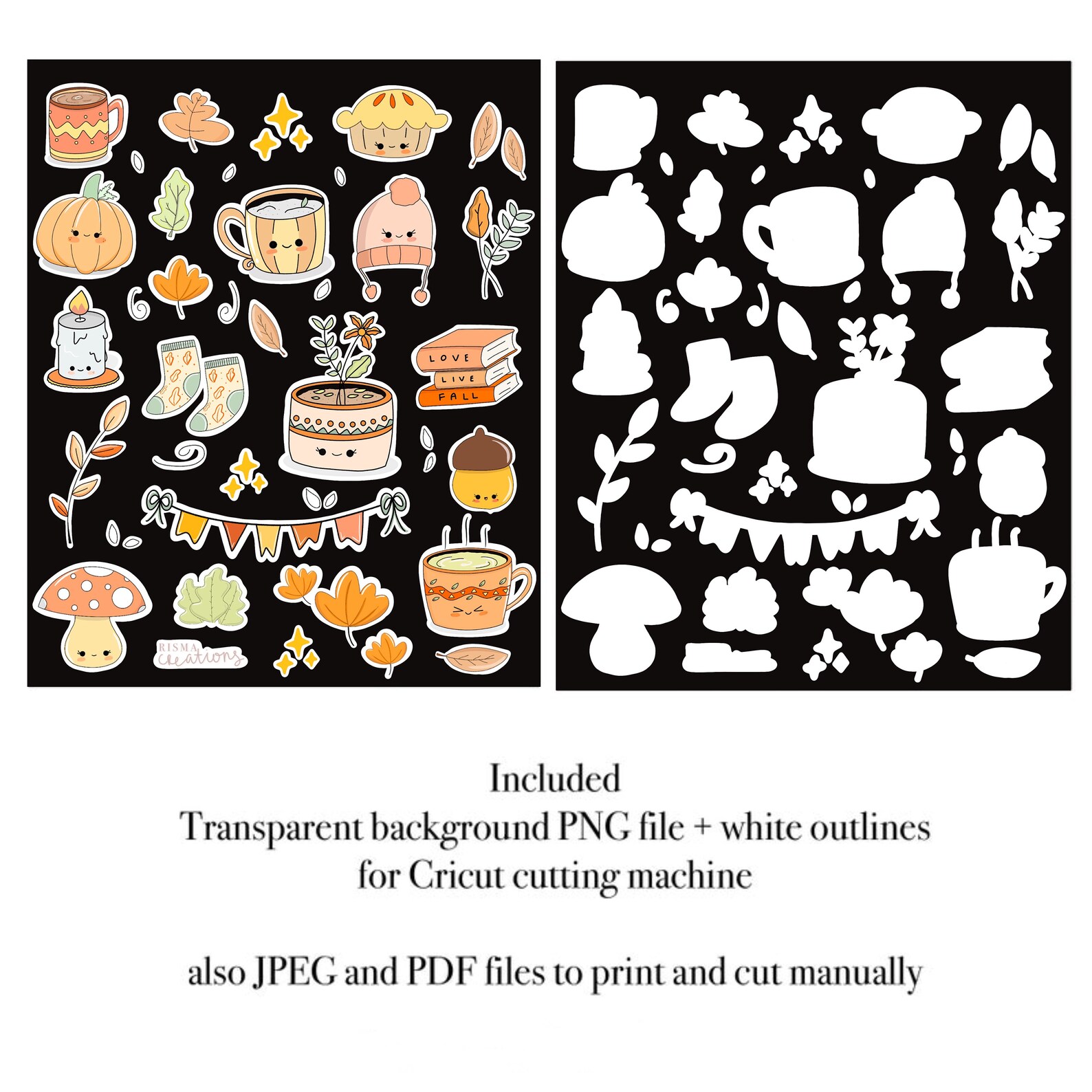 Autumn Digital Printable Digital Stickers Fall Cute Kawaii | Etsy