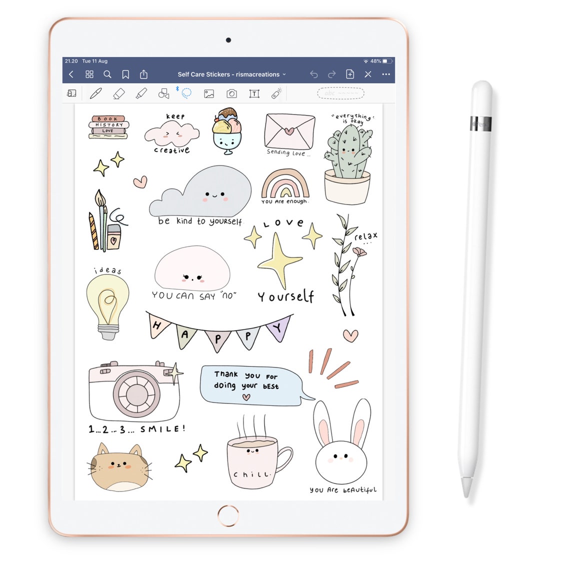 Self Care Digital Planner Stickers Goodnotes Precropped | Etsy