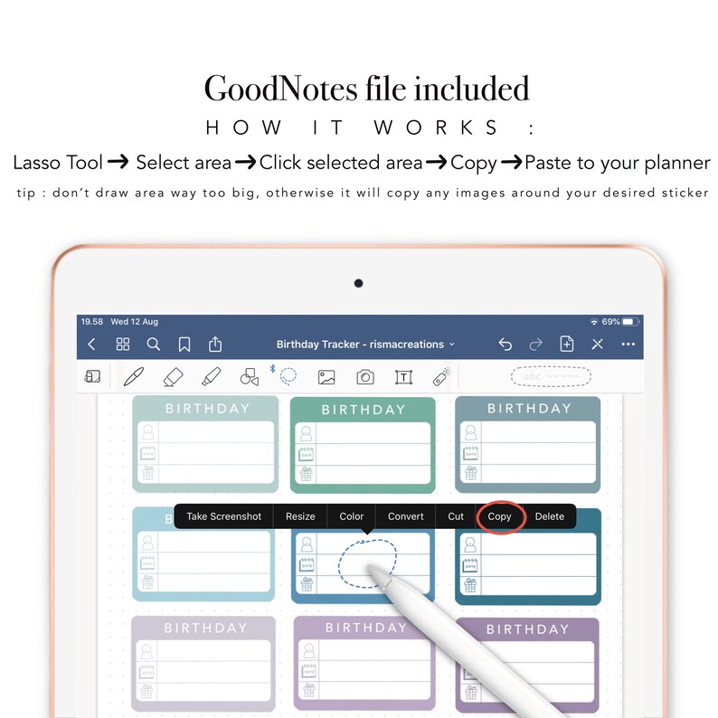 Birthday Tracker for Digital Planner, Birthday Reminder Script Box ...