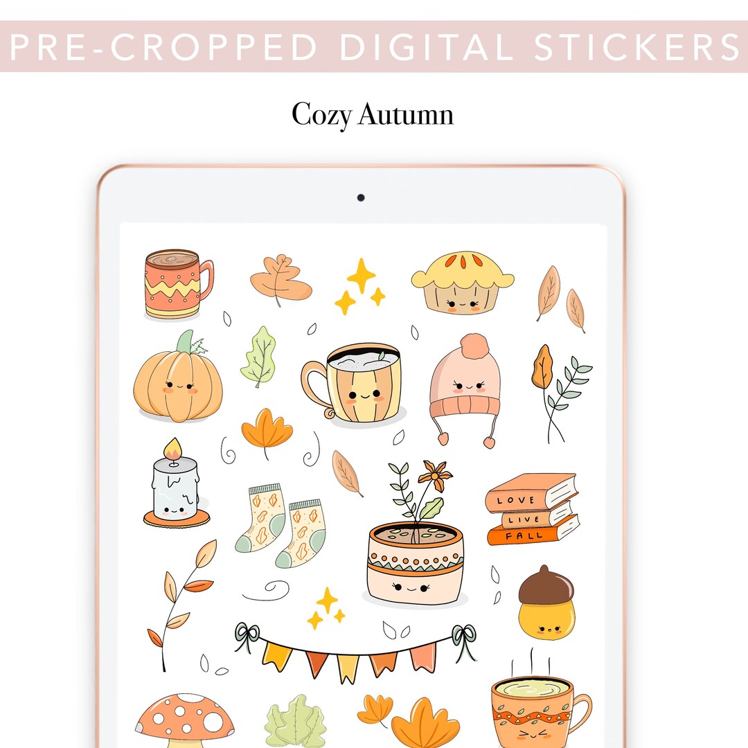 Autumn Digital Planner Stickers, Fall Goodnotes Stickers, Cute Kawaii ...