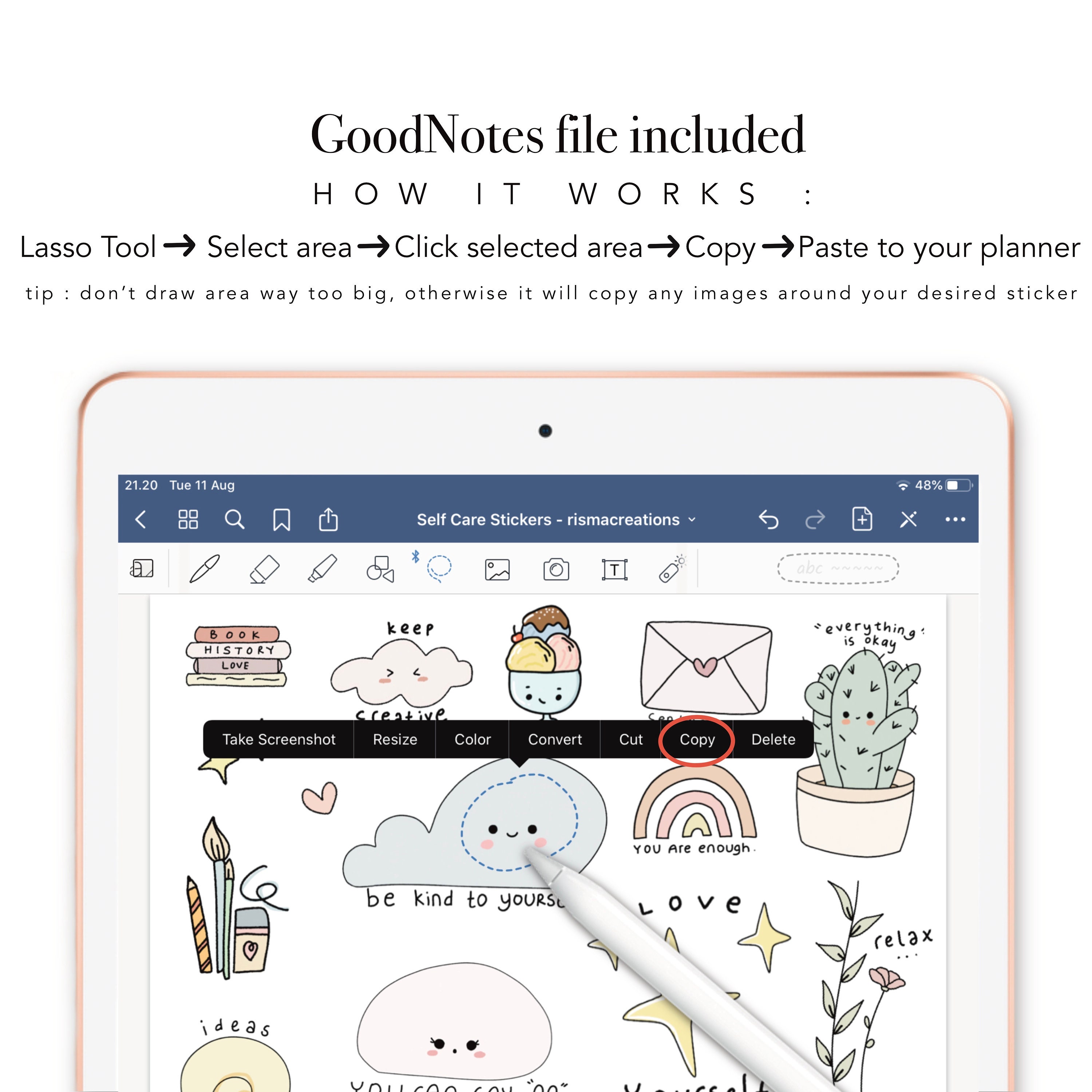 Self Care Digital Planner Stickers Goodnotes Precropped | Etsy