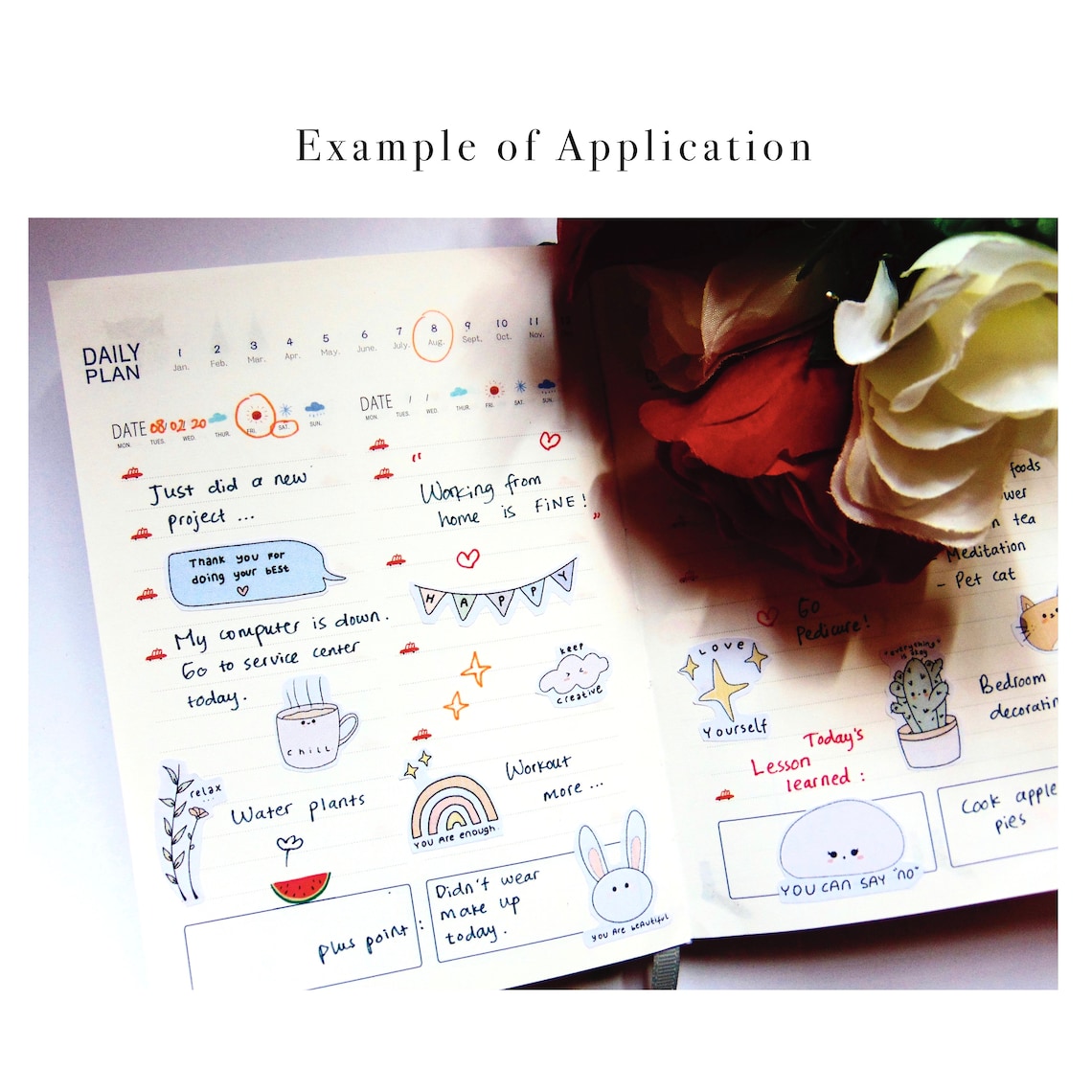 Self Care Printable Digital Stickers, Cute Cricut Friendly Digital ...