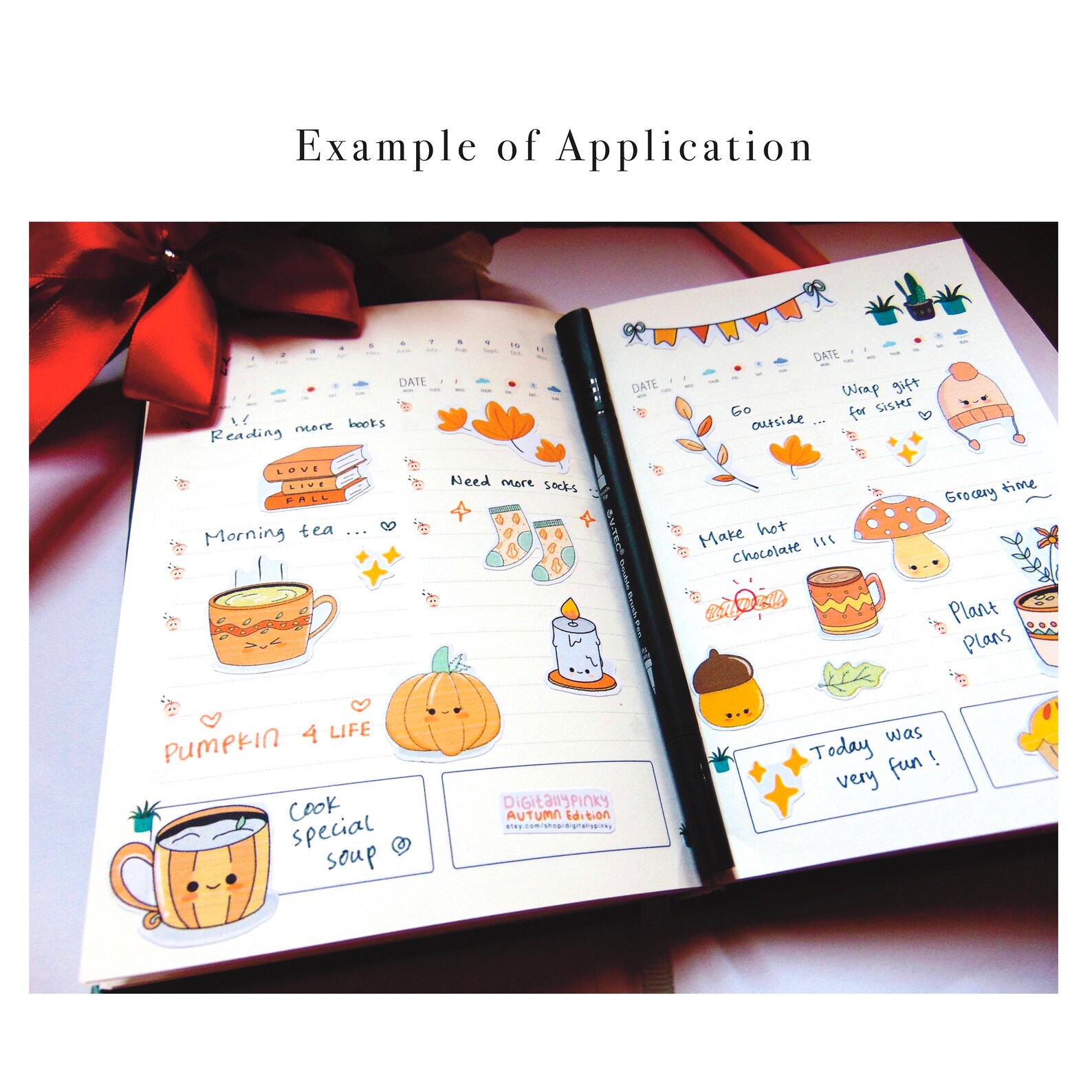 Autumn Digital Printable Digital Stickers Fall Cute Kawaii | Etsy