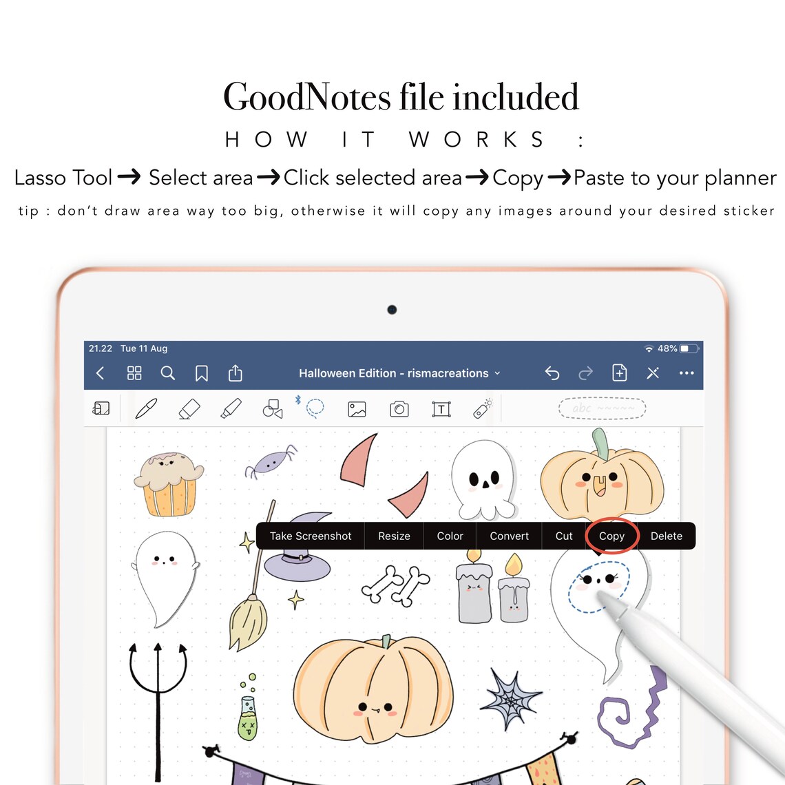 Halloween Digital Planner Stickers, Goodnotes Precropped Commercial Use ...