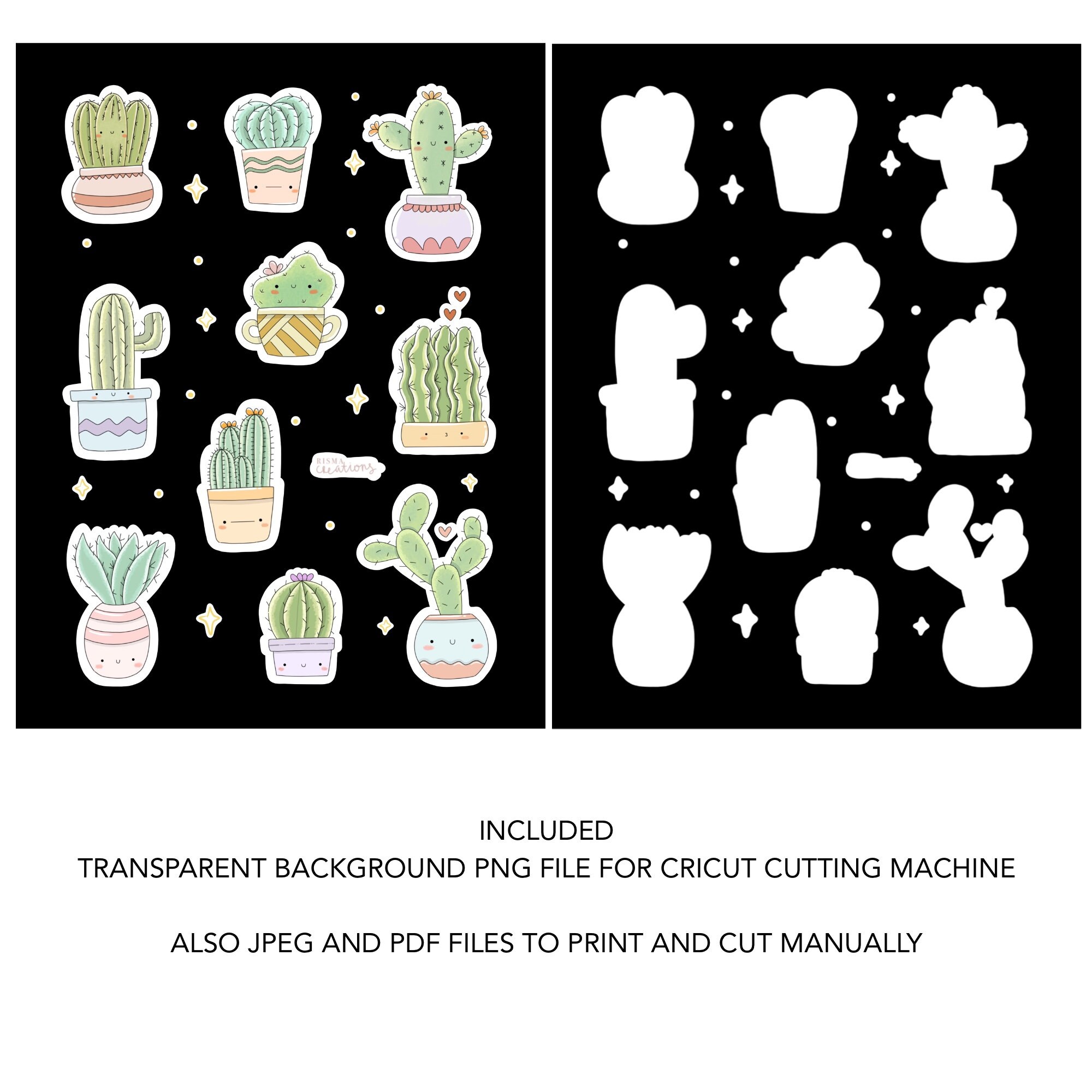 Motivational Cactus Printable Planner Stickers, Digital Cute Kawaii ...