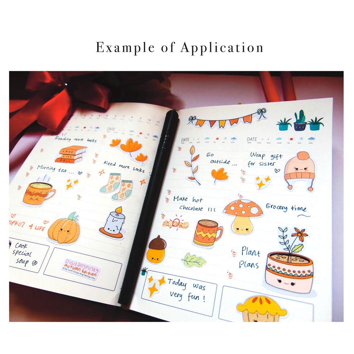 Autumn Digital Printable Digital Stickers Fall Cute Kawaii | Etsy