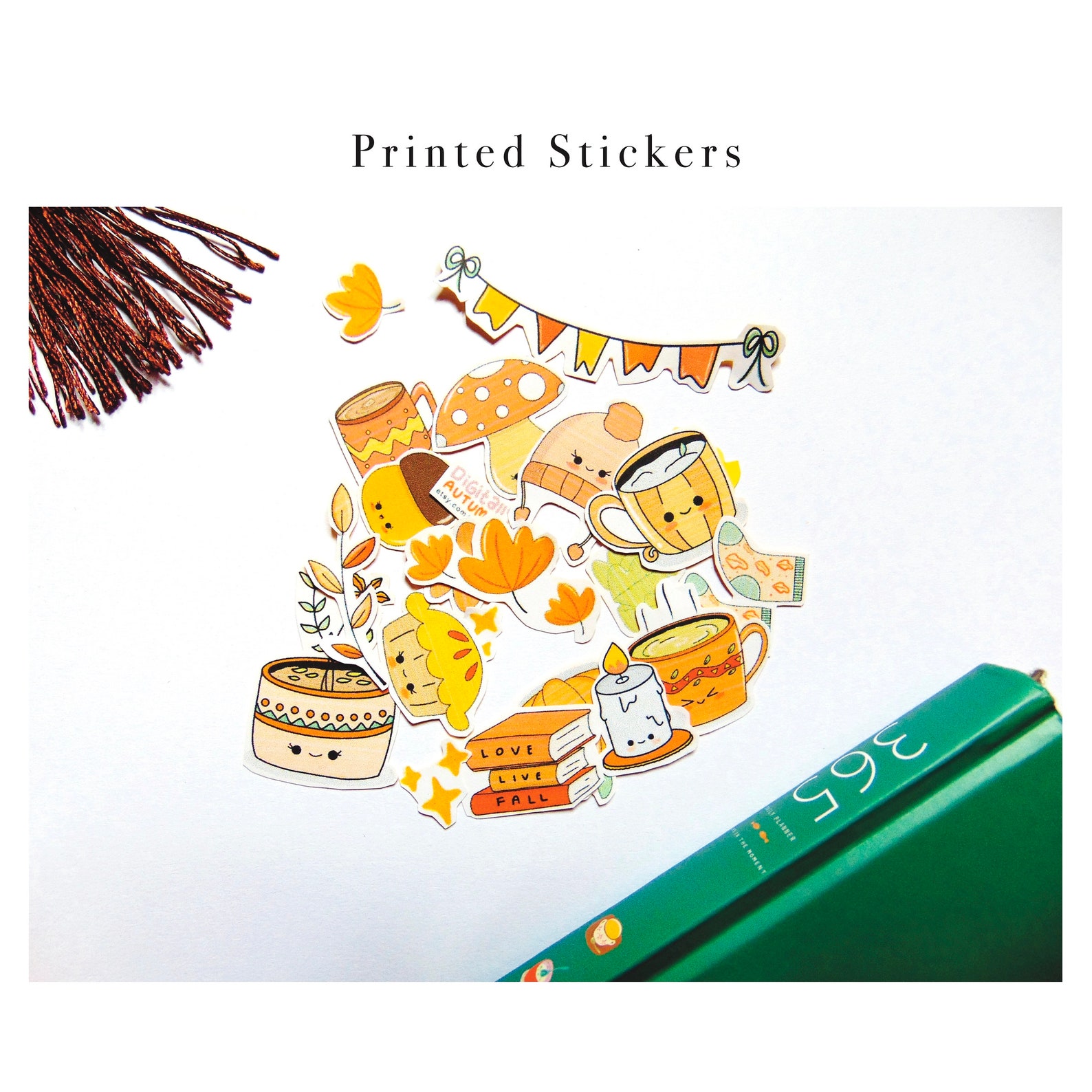 Autumn Digital Printable Digital Stickers Fall Cute Kawaii | Etsy