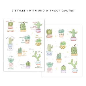 Motivational Cactus Printable Planner Stickers, Digital Cute Kawaii ...