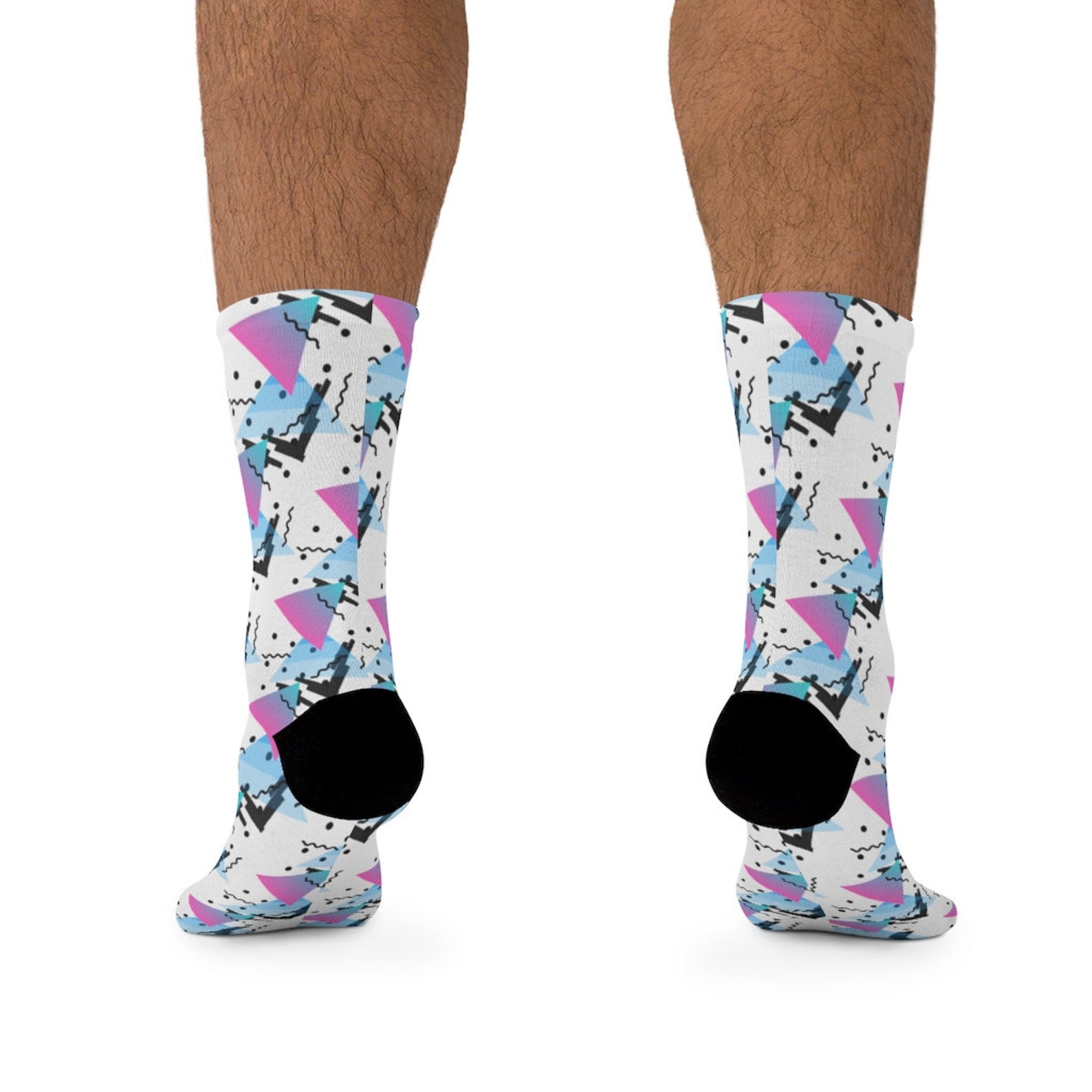 1980s White Memphis Pattern Geometric Vaporwave Synthwave Retro Socks ...