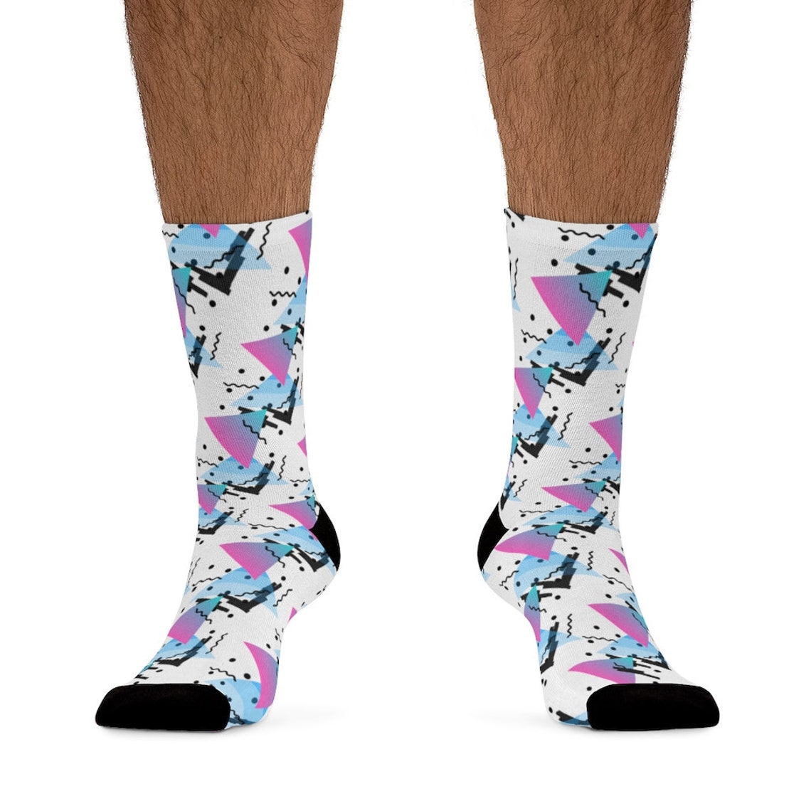 1980s White Memphis Pattern Geometric Vaporwave Synthwave Retro Socks ...