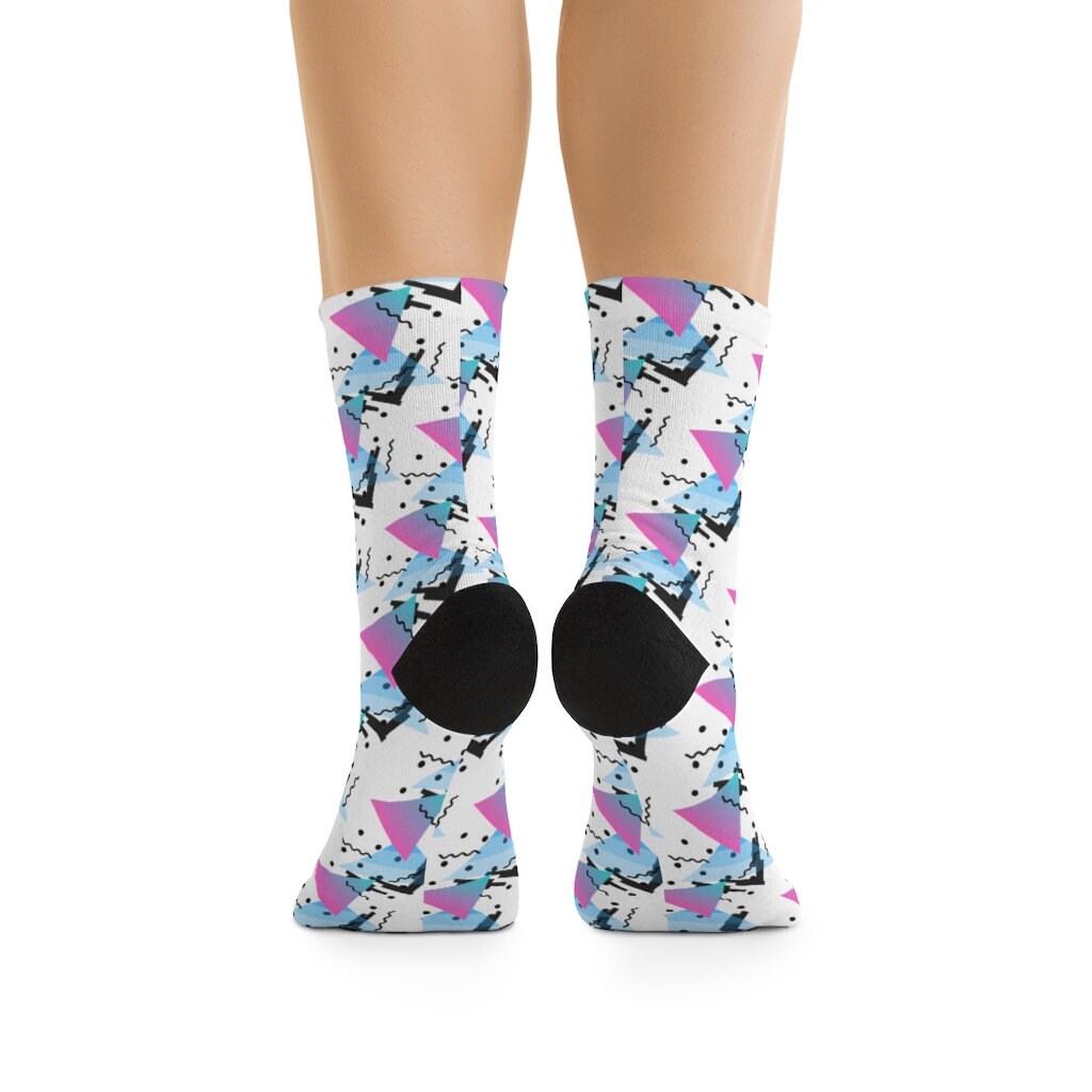 1980s White Memphis Pattern Geometric Vaporwave Synthwave Retro Socks ...