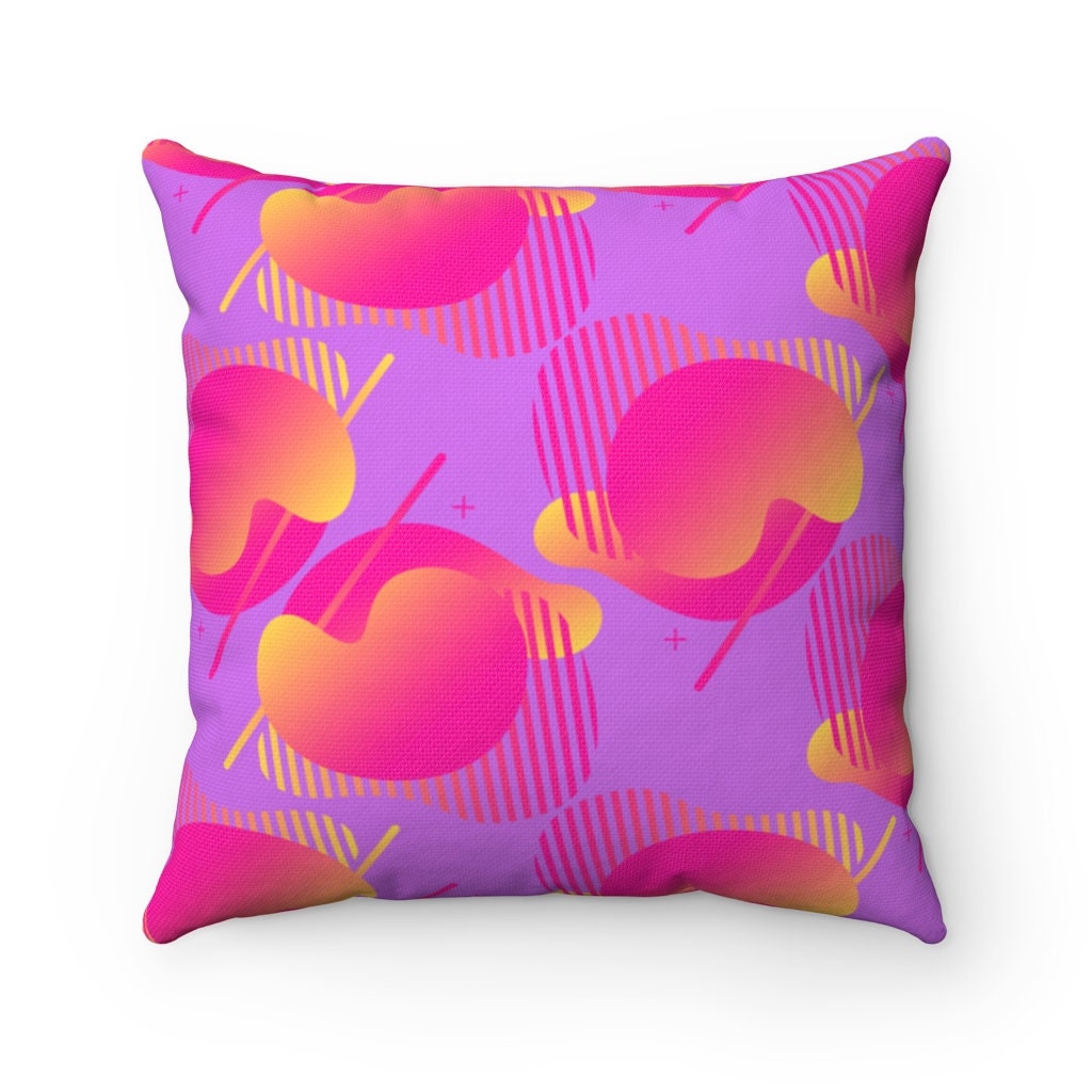 Retro Atomic 1990s Vaporwave Synthwave Home Decor Polyester Square ...