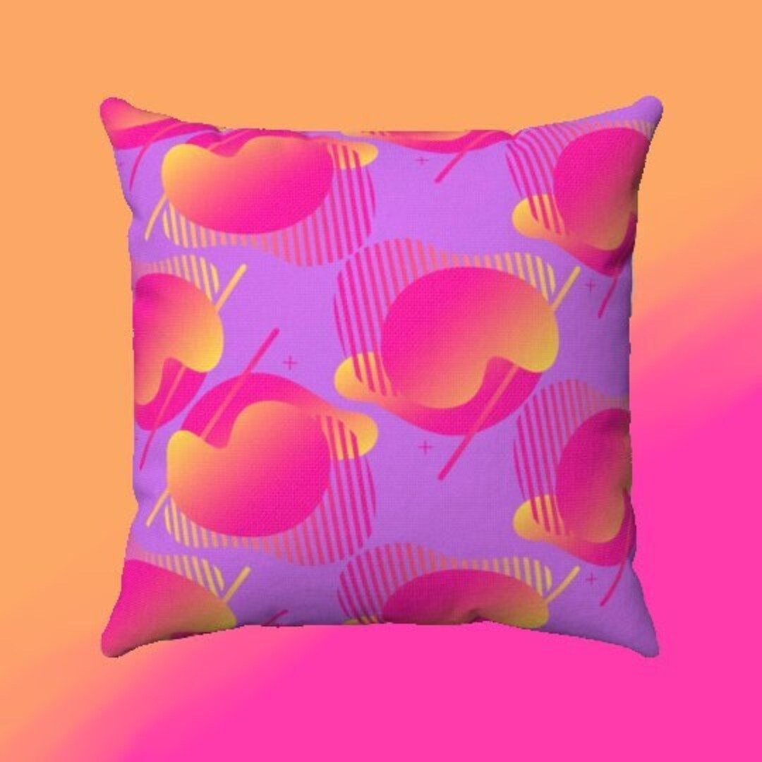 Retro Atomic 1990s Vaporwave Synthwave Home Decor Polyester Square ...