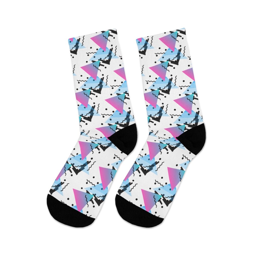 1980s White Memphis Pattern Geometric Vaporwave Synthwave Retro Socks ...
