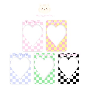 Kpop Photocard Frame Card, Checkered Heart Deco Frame, Kpop Photocard ...