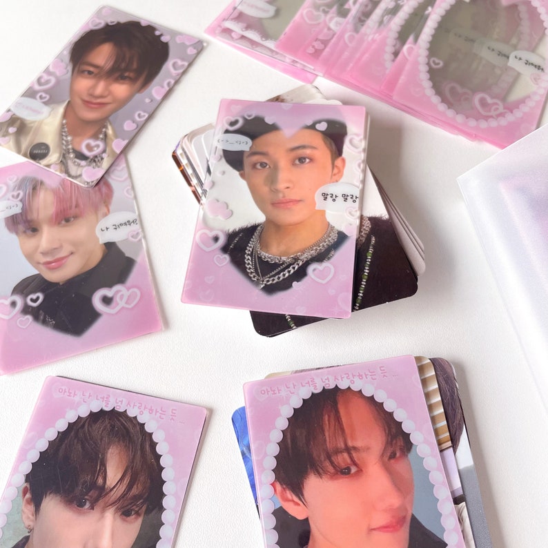 Kpop Photocard Frame Card, Pink Heart Deco Frame, Kpop Photocard ...